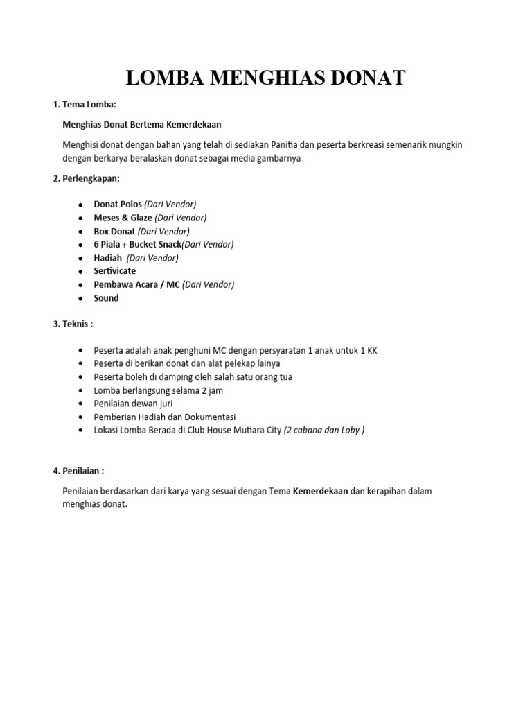 Lomba Menghias Donat Kemerdekaan | PDF