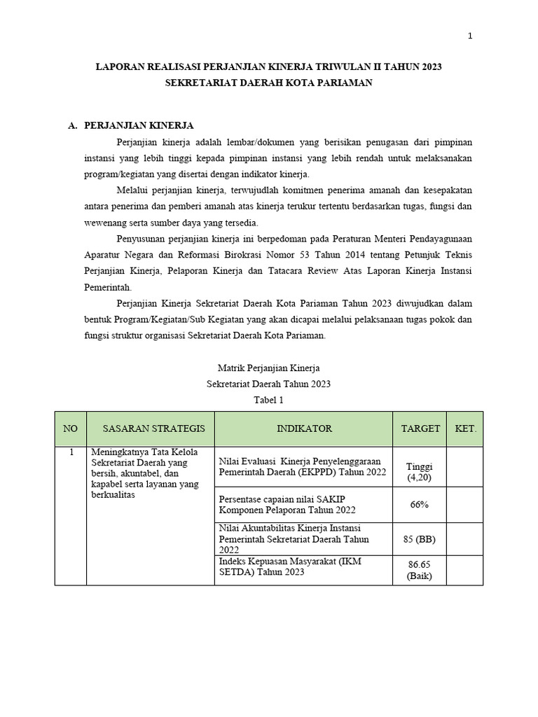 Realisasi PK TRW 2 2023 | PDF