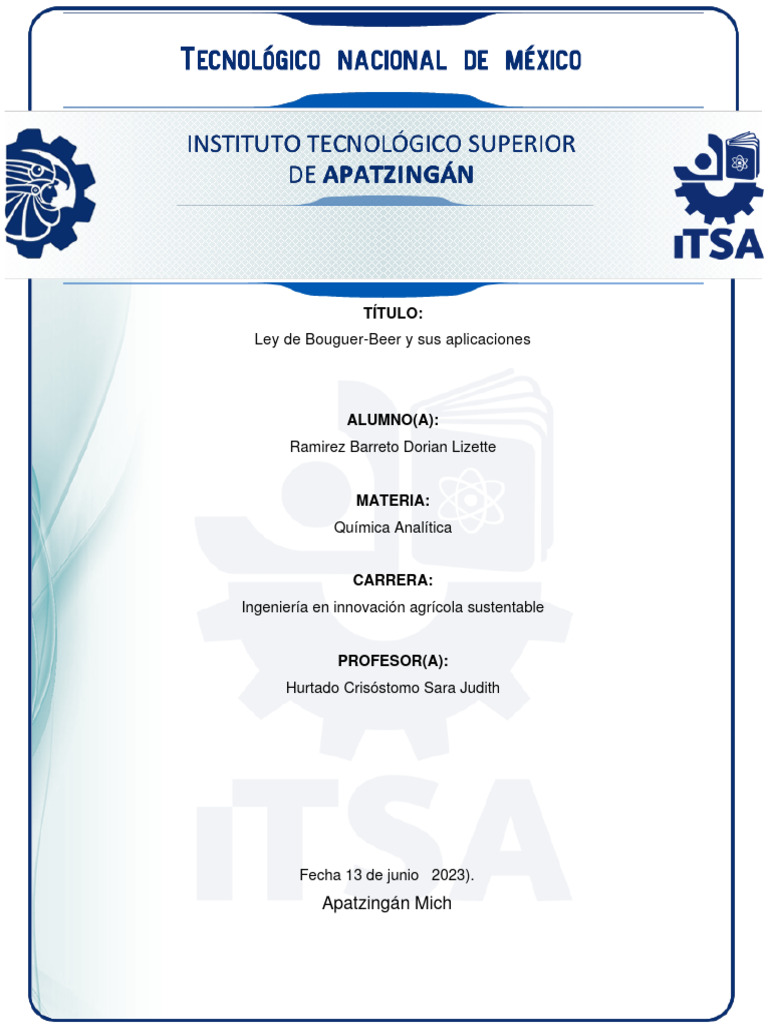 EV-U4-Ley de Bouguer-Beer | PDF | Ligero | Ciencias fisicas