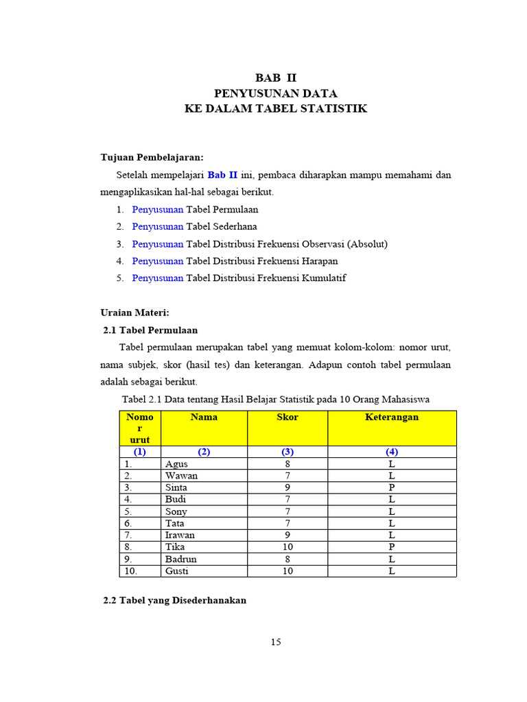 Penyusunan Tabel Distribusi Frekuensi | PDF