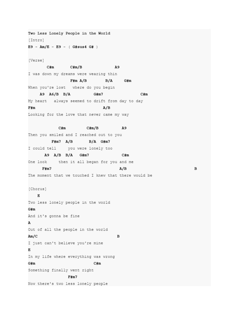 Two Less Lonely People | PDF | Songs