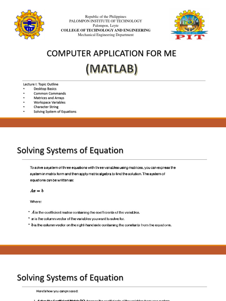 MATLAB | PDF | Equations | Matlab