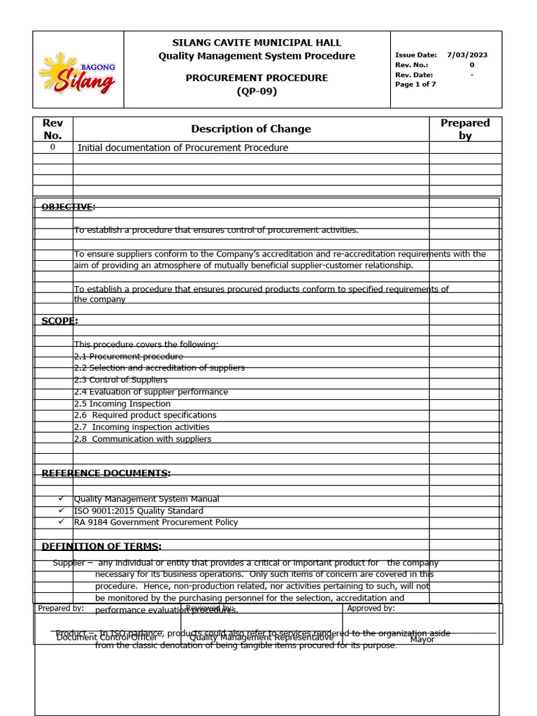 Silang Cavite Procurement Procedure Guide | PDF | Business | Business ...