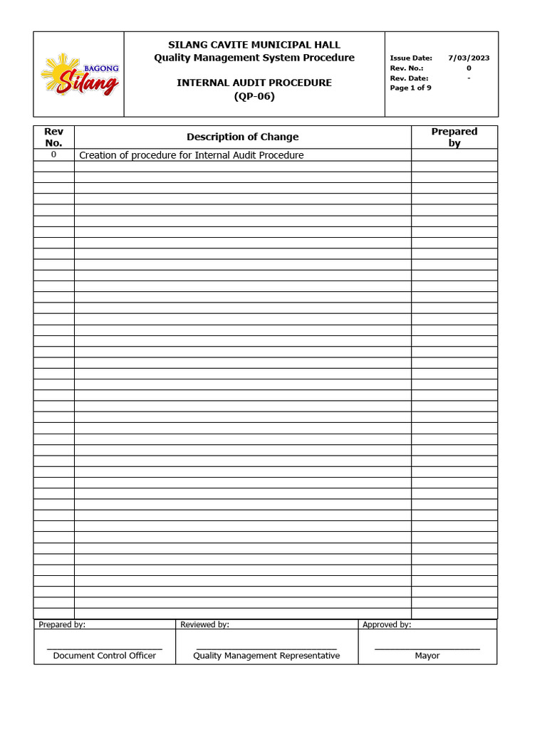 QP 06 Internal Audit Procedure | PDF | Audit | Internal Audit