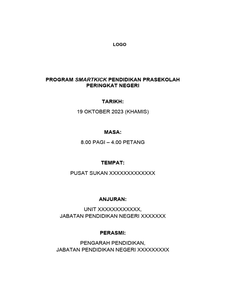 Kertas Kerja Smartkick Negeri 2023 | PDF