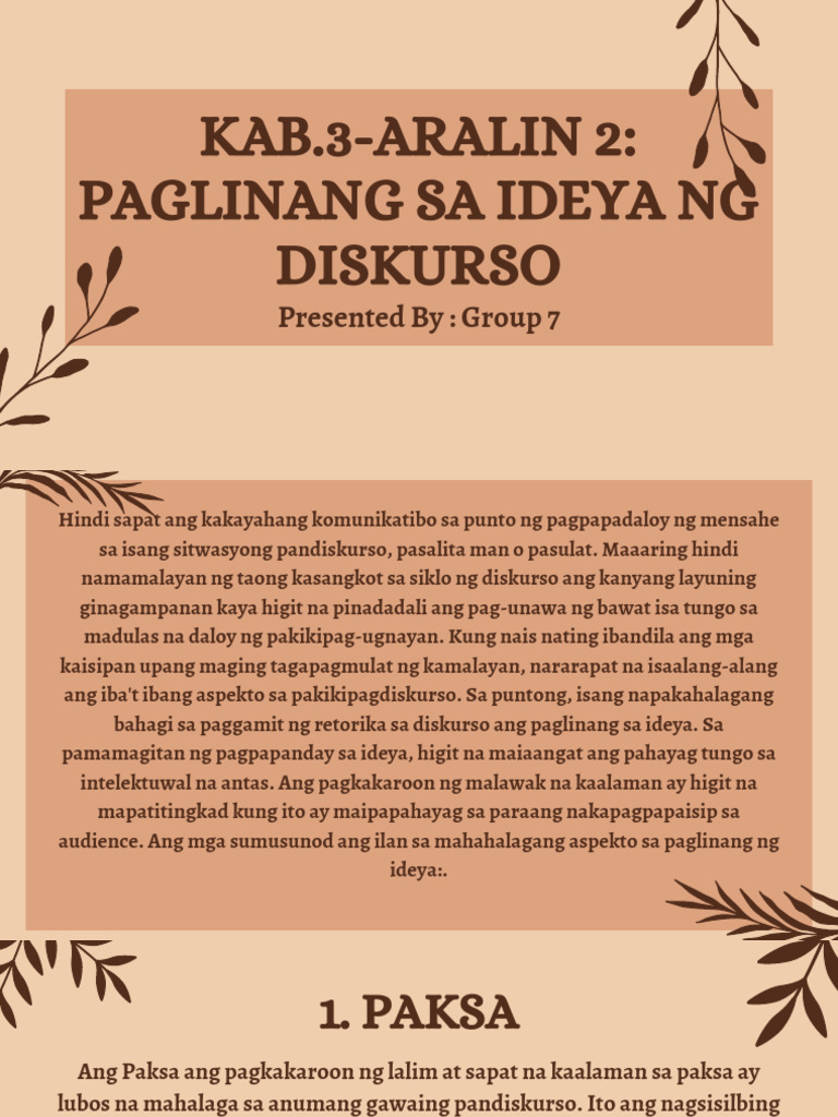 Aralin 2 PAGLINANG SA IDEYA NG DISKURSO | PDF