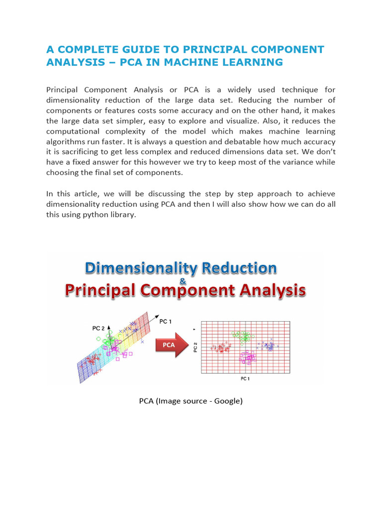 A COMPLETE GUIDE TO PRINCIPAL COMPONENT ANALYSIS in ML 1598272724 | PDF | Principal Component ...