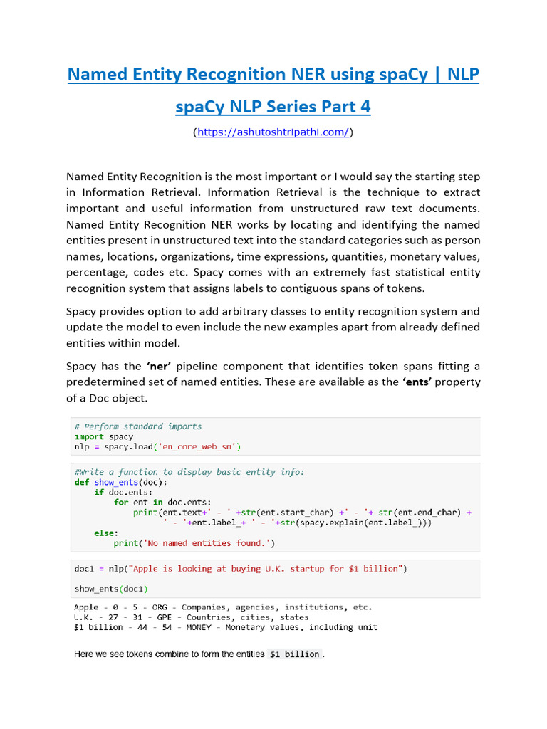 Named Entity Recognition and Its Visualization 1598272442 | PDF | Annotation | Computer Programming