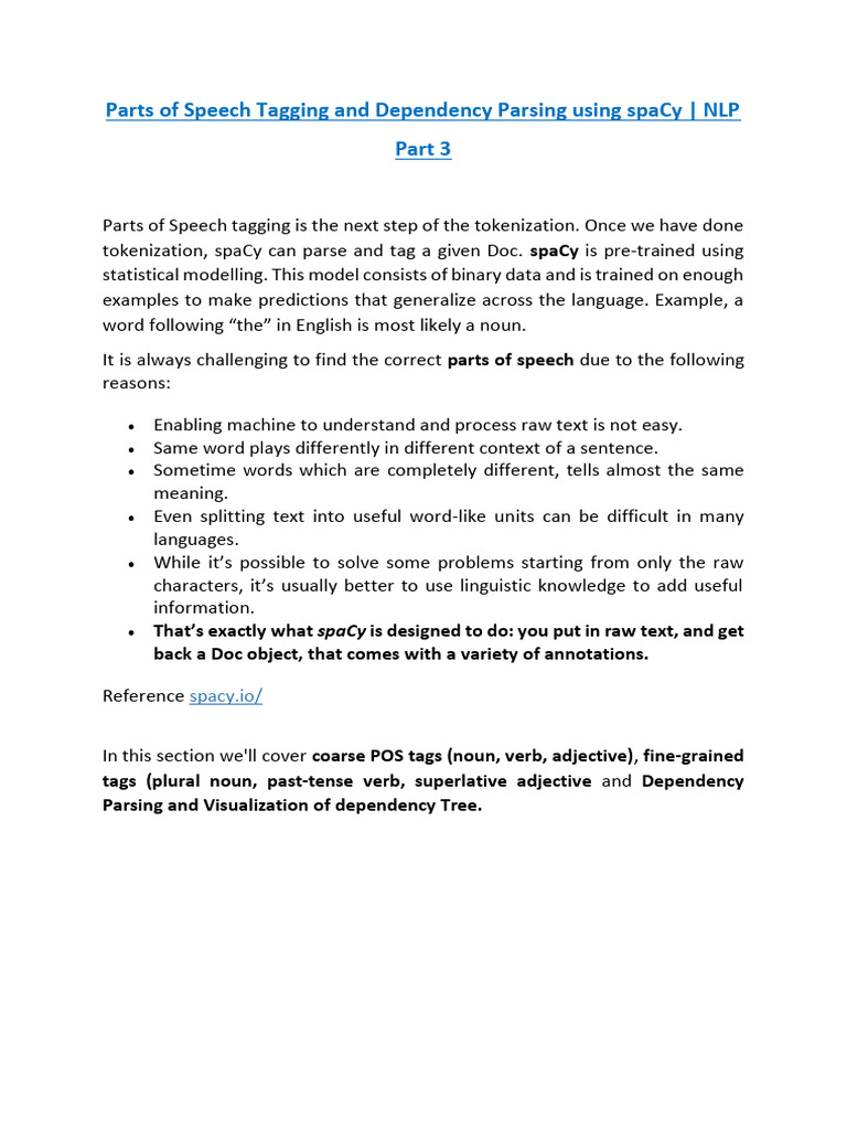 Parts_of_Speech_Tagging_and_Dependency_Parsing_using_spaCy_1598272753 | PDF | Part Of Speech ...