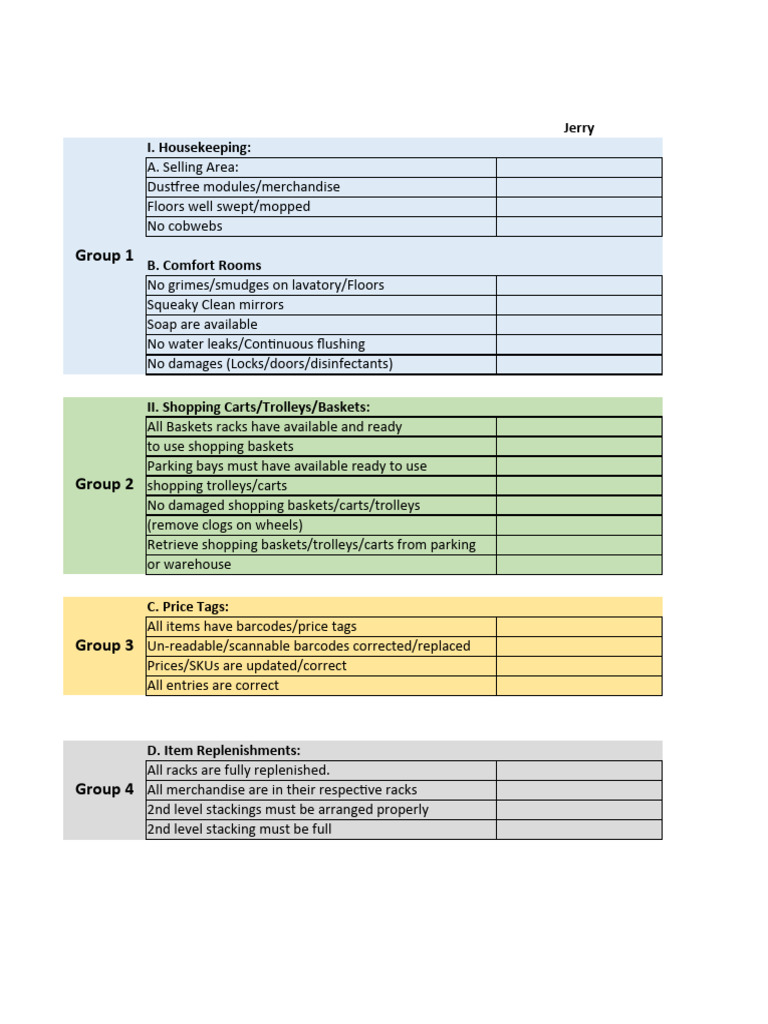 Checklist | Download Free PDF | Merchandising | Human Resource Management
