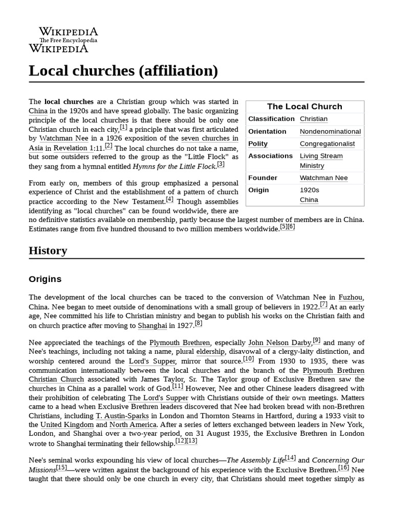 Local Churches (Affiliation) | PDF | Religious Belief And Doctrine ...