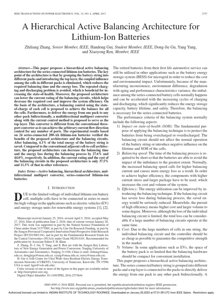 A Hierarchical Active Balancing Architecture For Lithium-Ion Batteries ...
