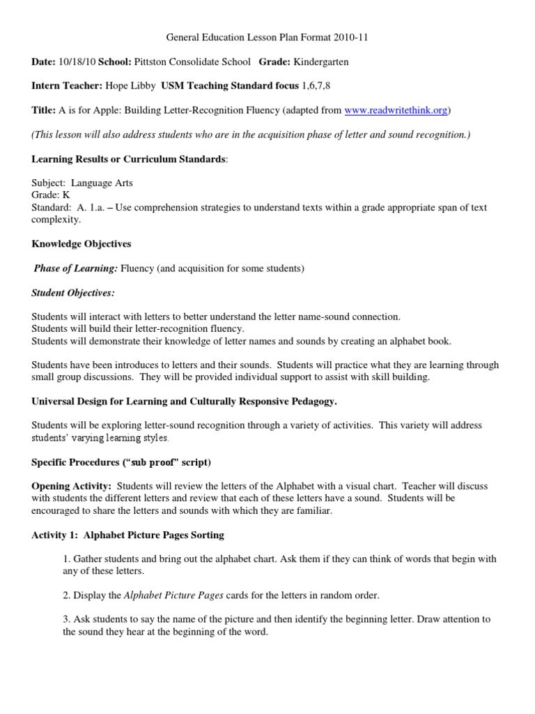 Lesson Plan 1 | PDF | Lesson Plan | Educational Assessment