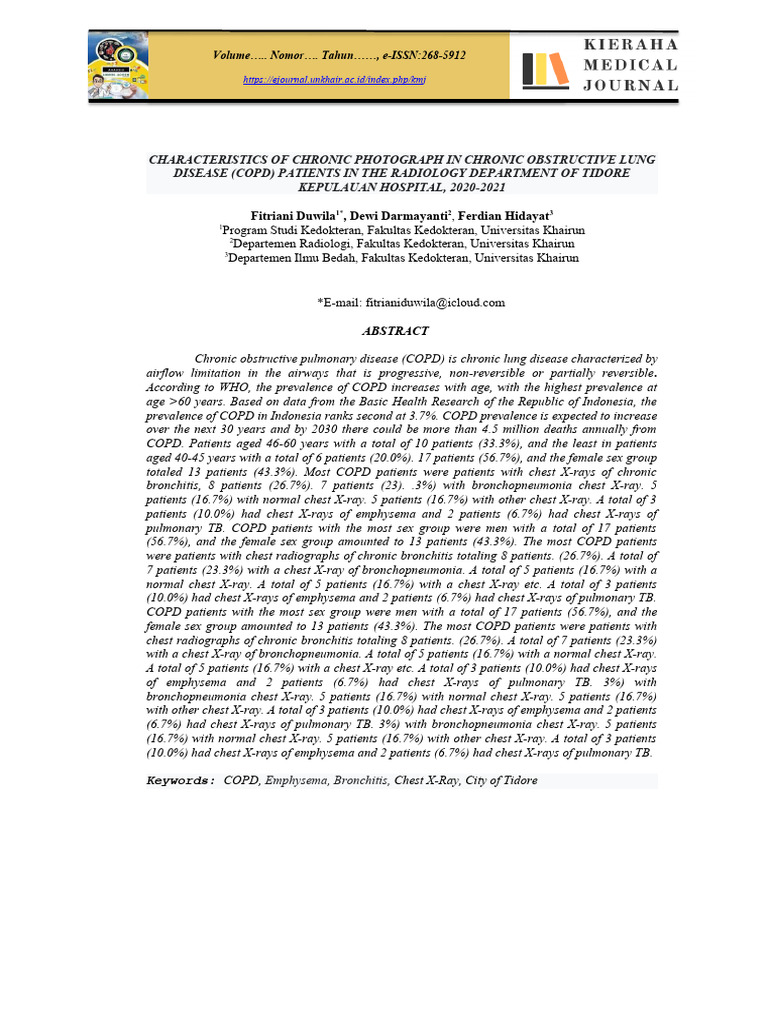 Karakteristik Foto Toraks Pada Pasien Penyakit Paru Obstruktif Kronik ...