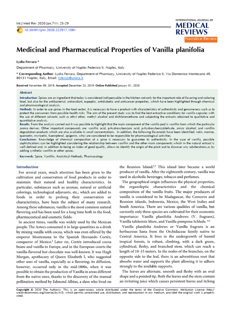 Ferrara | PDF | Vanilla | Chemistry