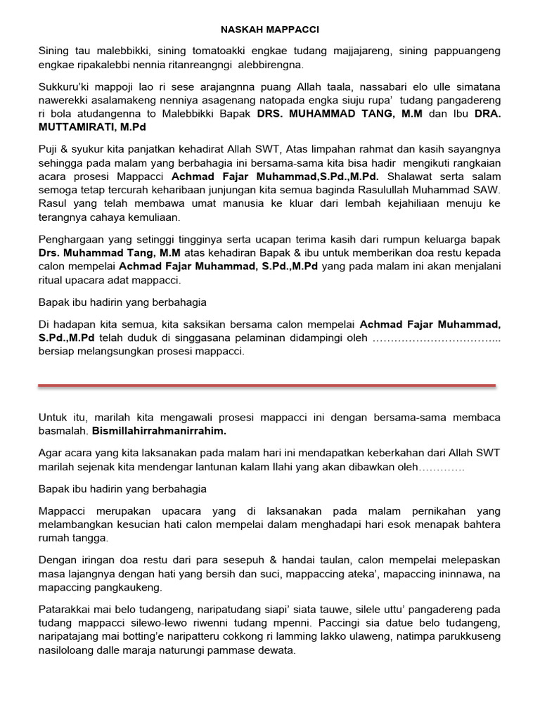Naskah Mappacci | PDF | Memasak, Makanan, & Anggur | Agama & Spiritualitas
