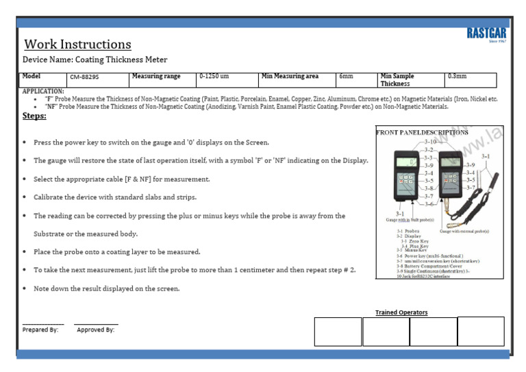 Paint Thickness Testing Work Instructions | PDF