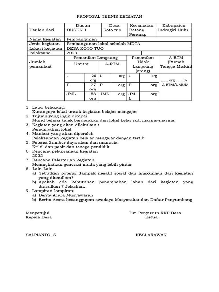 Proposal Pembangunan Mdta | PDF