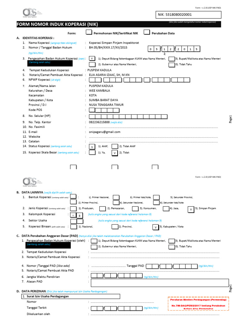 Form Profil Koperasi Isi | PDF
