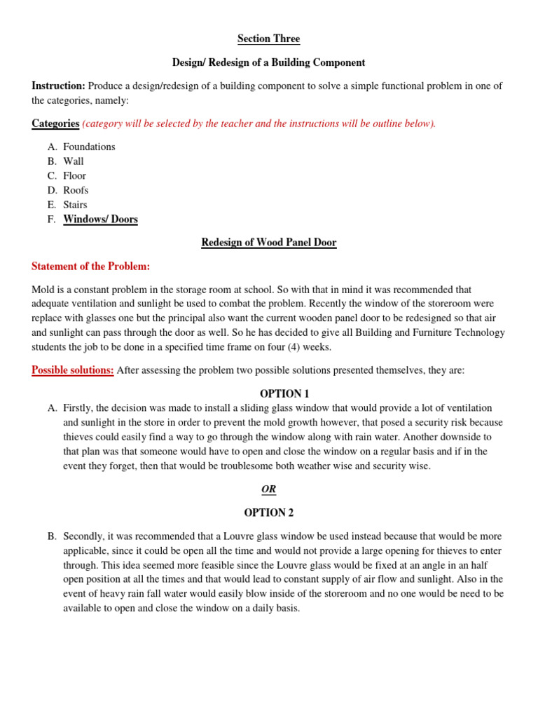 BFT Redesign Practical Project | PDF | Door | Window