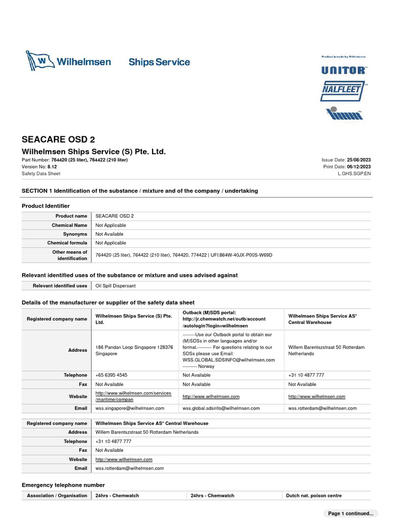 Seacare Osd-2 25 LTR MSDS | PDF | Waste Management | Recycling