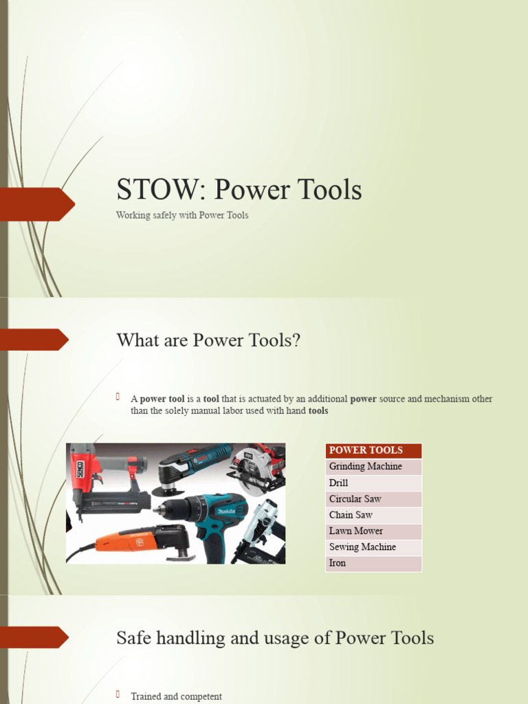 STOW Wk 11_Power Tools | PDF