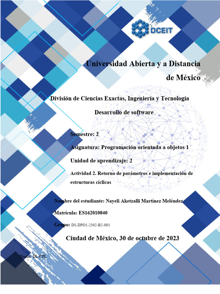 Dpo1 U2 A2 Namm | PDF | Java (lenguaje de programación) | Flujo de control