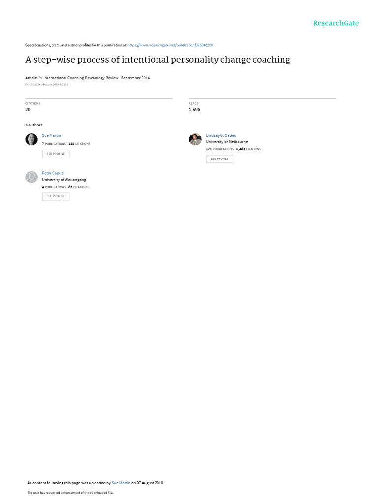 A Step-Wise Process of Intentional Personality Change Coaching | PDF ...