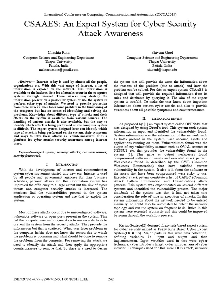 Rani 2015 | PDF | Vulnerability (Computing) | Security