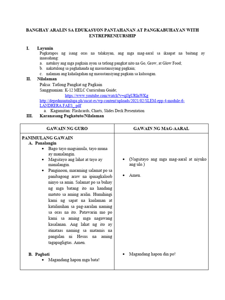 Epp Lesson Plan | PDF