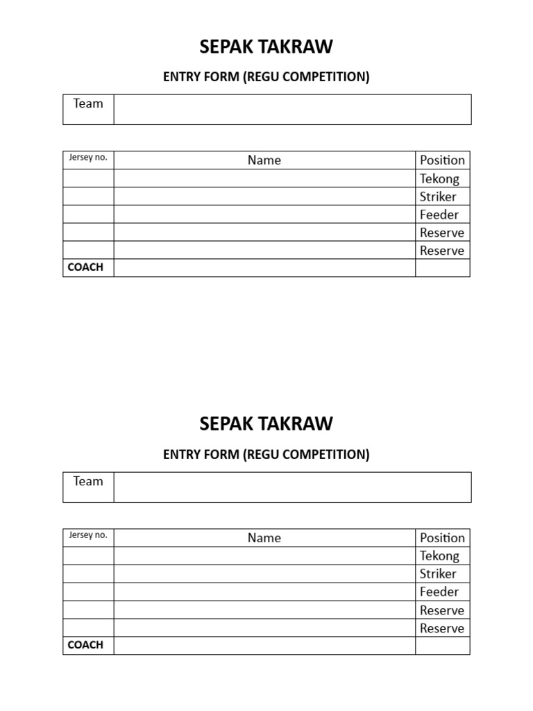 Sepak Takraw Entry Form | PDF