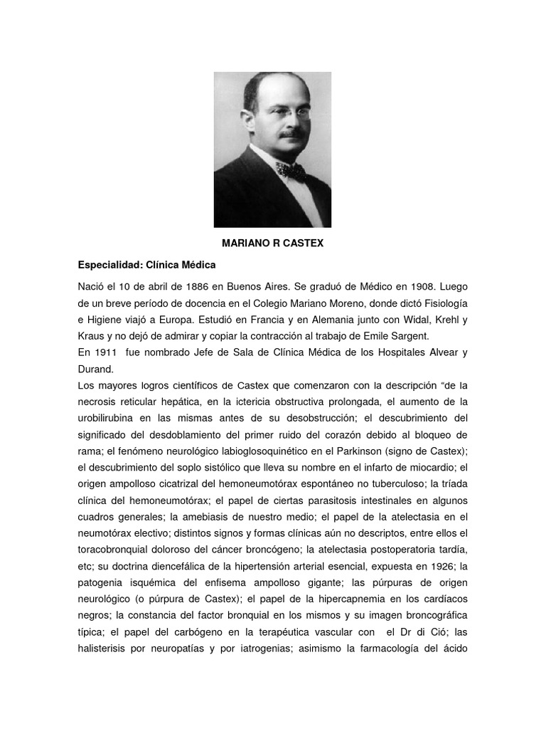 Legado Médico de Mariano R. Castex | PDF | Especialidades Medicas ...
