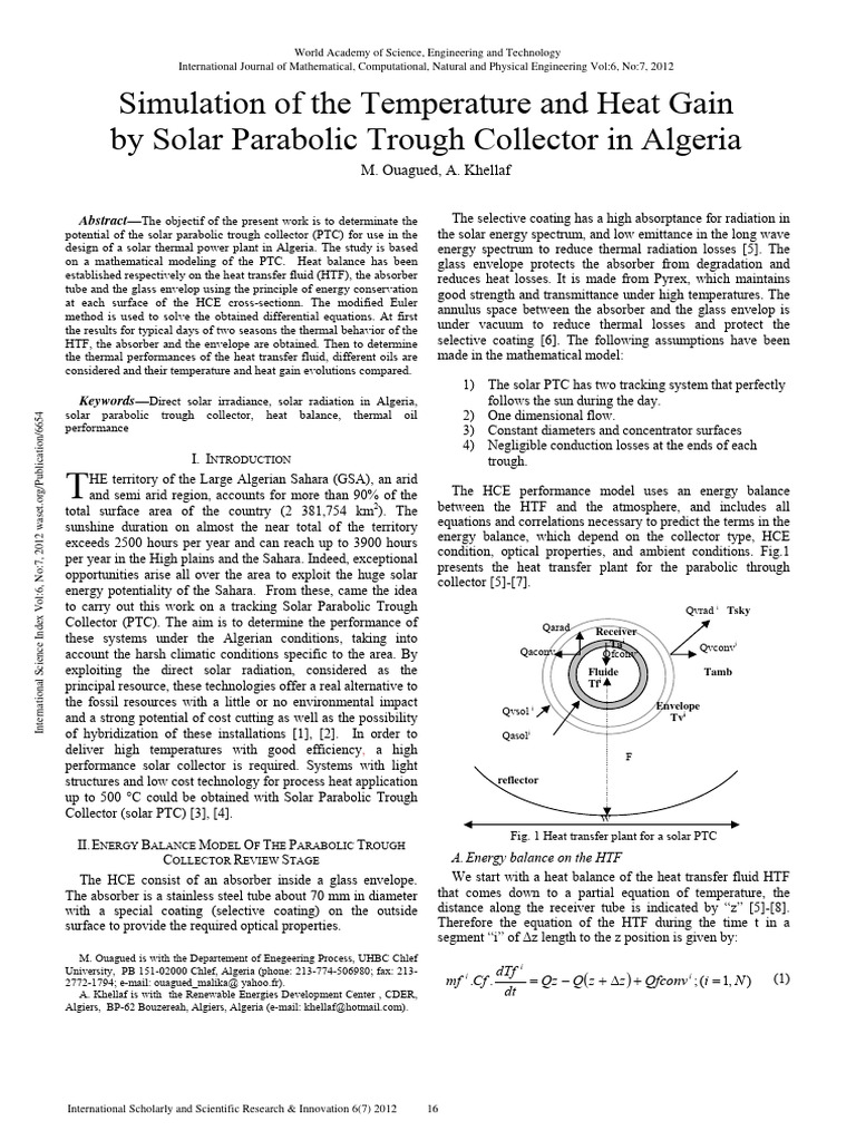 Simulation of The Temperature and Heat G | PDF | Solar Energy | Heat ...