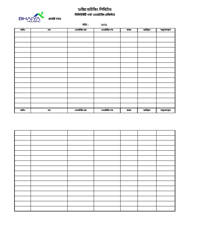 Overtime Register (Security Guard) | PDF