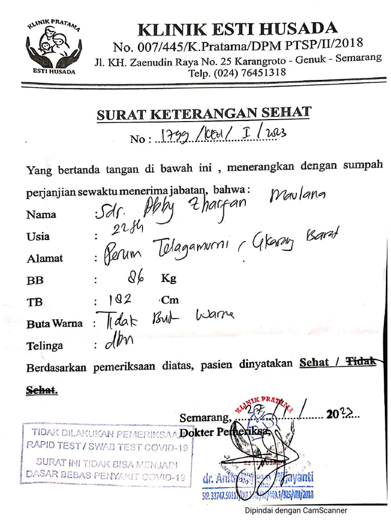 Contoh - Surat Sehat | PDF