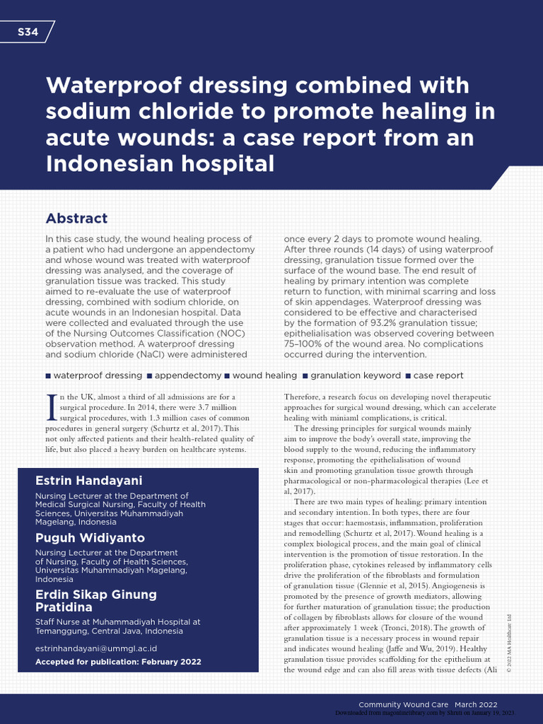 Waterproof Dressing For Acute Wound | PDF | Granulocyte | White Blood Cell