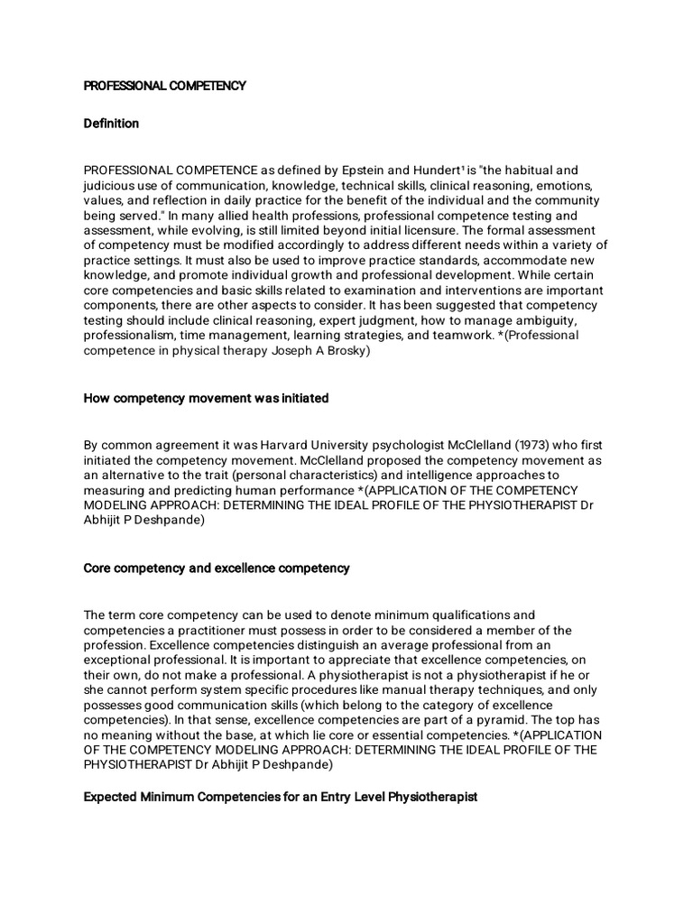 Professional Competency | PDF