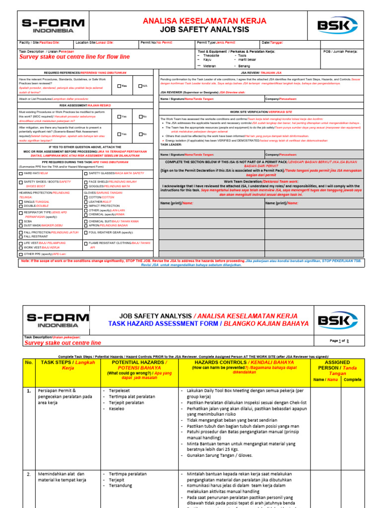 JSA Survey Topography | Download Free PDF | Personal Protective Equipment | Risk Management