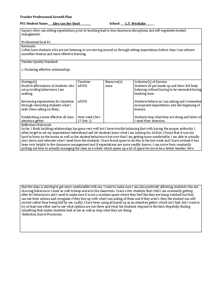Psi Goals | PDF | Lesson Plan | Teachers