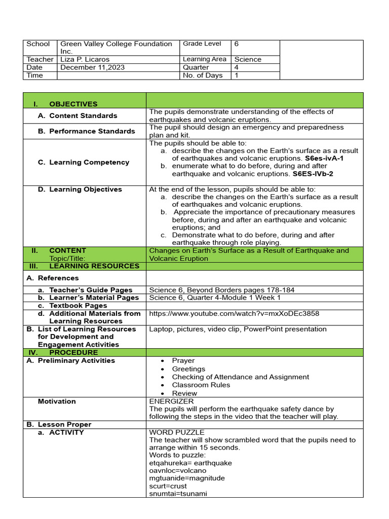Grade Level Learning Area | PDF | Earthquakes | Seismology