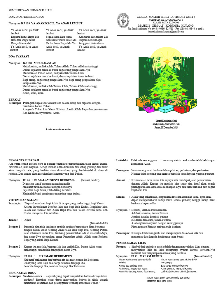 Liturgi Natal GMIT Koinonia Kupang | PDF