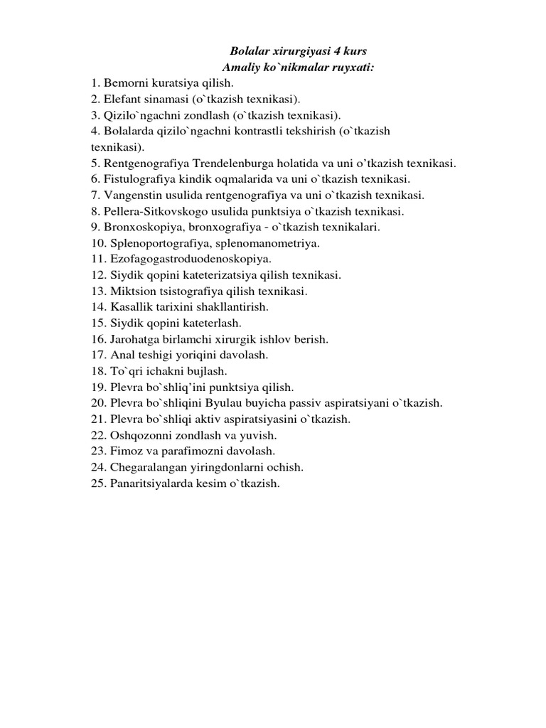 Аmaliy Konikmalar Bajarilish Matni | PDF