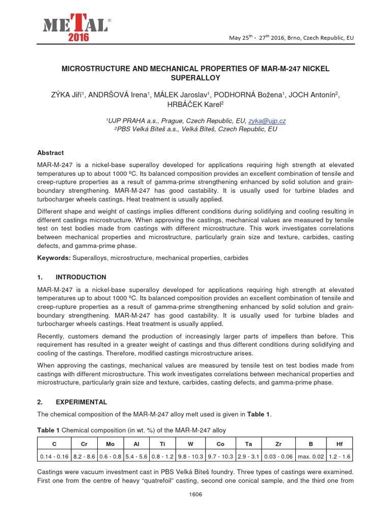 1993-microstructure-and-mechanical-properties-of-mar-m-247-nickel-superalloy | PDF | Fracture ...