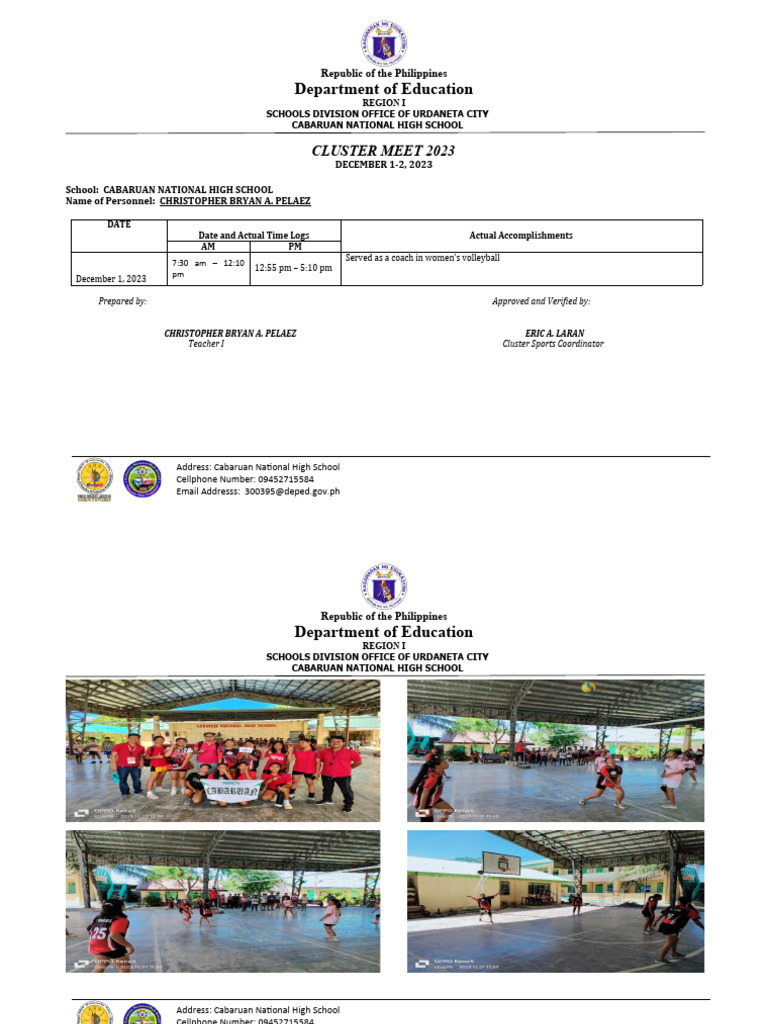 Cluster Meet 2023 Sports Overview | PDF