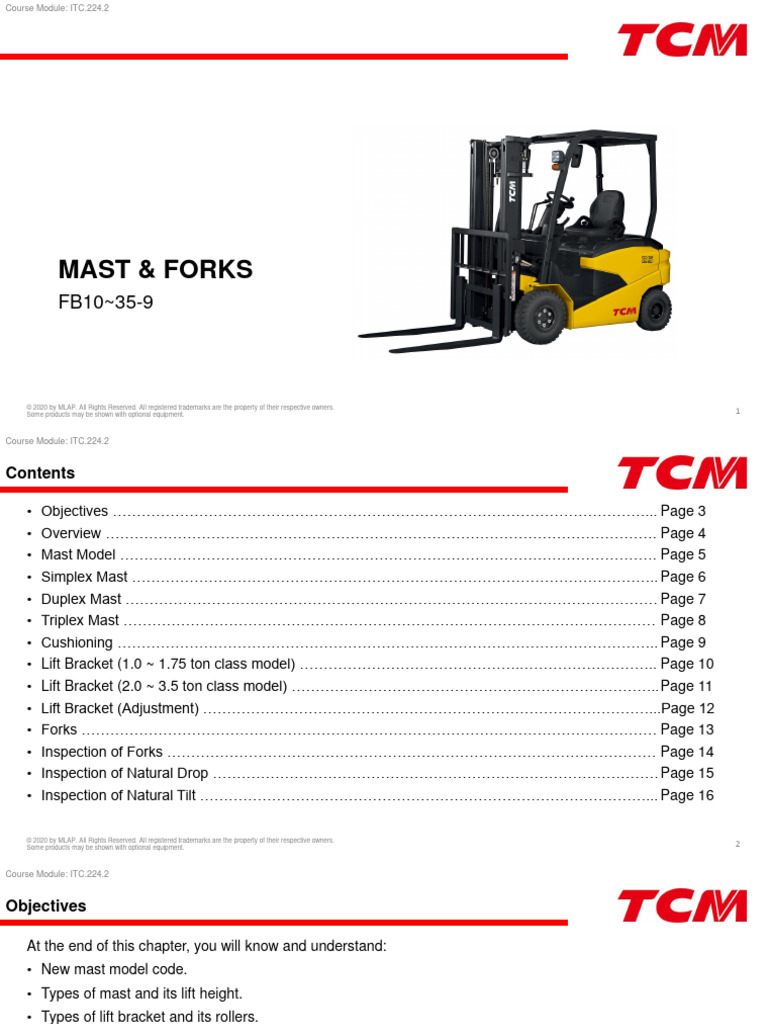 Forklift Mast and Forks Inspection Guide | PDF | Forklift | Mechanical ...