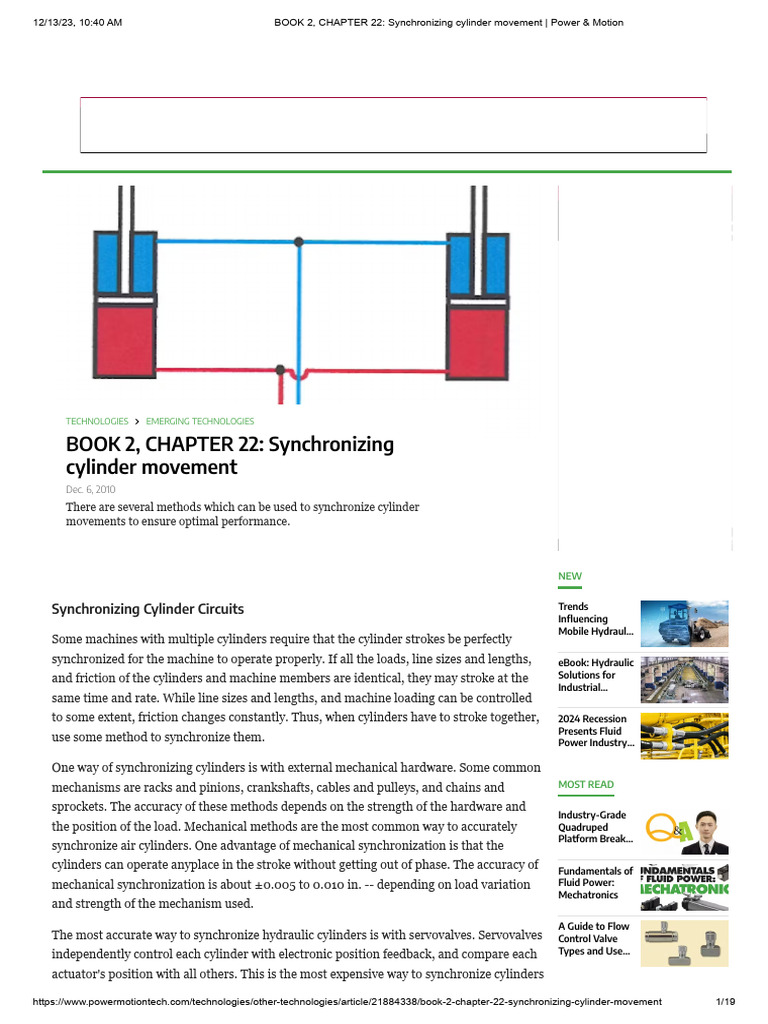 BOOK 2, CHAPTER 22 - Synchronizing Cylinder Movement - Power & Motion ...