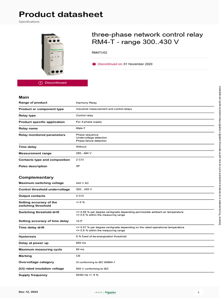 Harmony Control Relays - RM4TU02 | PDF | Relay | Electrical Engineering