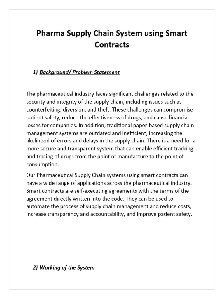 Pharma Supply Chain System Using Smart Contracts: 1) Background ...