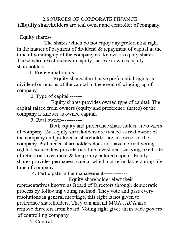 Sources of Corporate Finance Justify | PDF | Stocks | Bonds (Finance)
