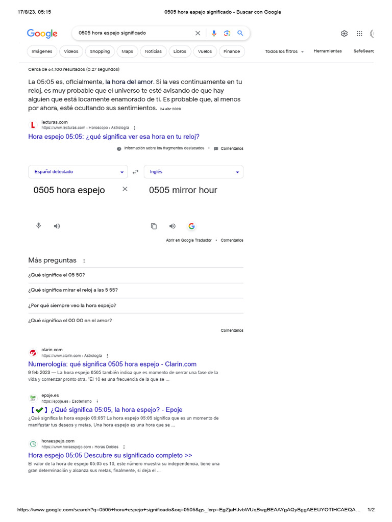 0505 Hora Espejo Significado - Buscar Con Google | PDF | Amor